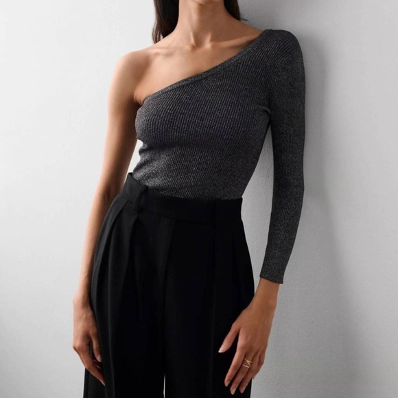 White + Warren | Tops | White Warren Lurex Shine One Shoulder Top ...
